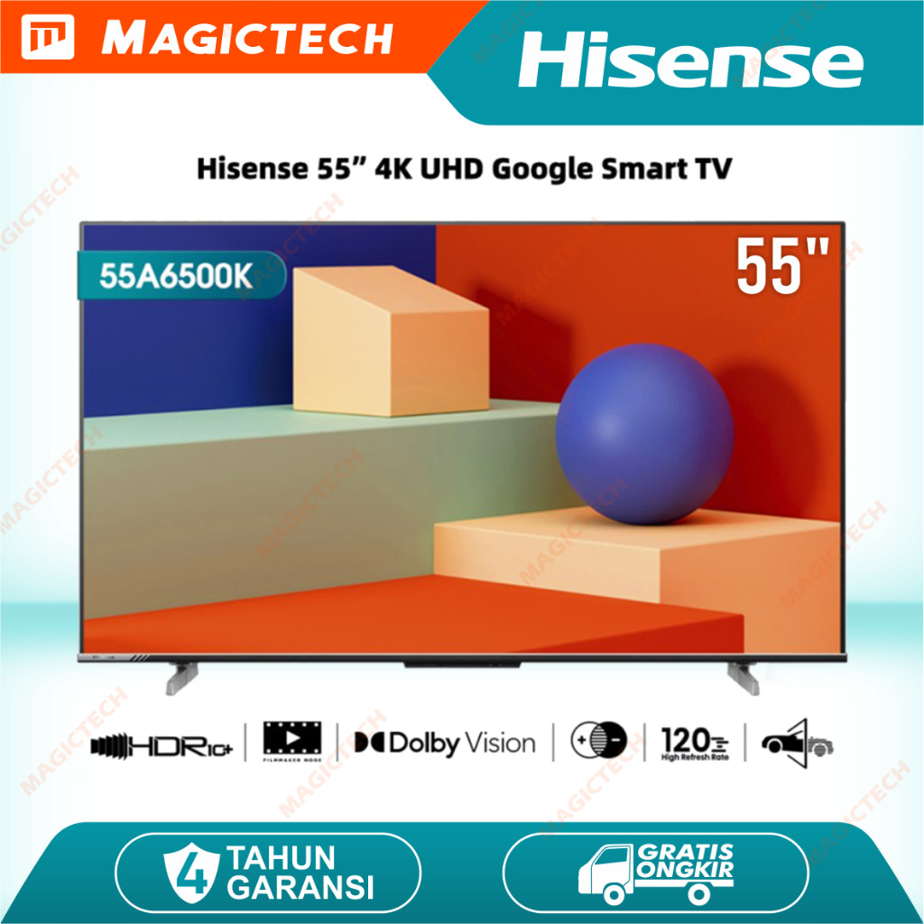 Jual TV LED HISENSE 55 INCH / 55" 55A6500K SMART GOOGLE TV 4K UHD DOLBY ...