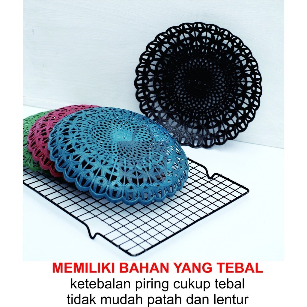 Jual LJR Piring Plastik Rotan Anyaman Motif Bunga Lotus 23cm - 1 Pcs ...