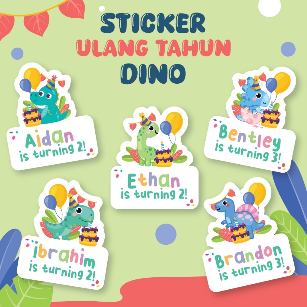 Jual Sticker Ulang Tahun Anak Dino Series Sticker Bento Birthday ...