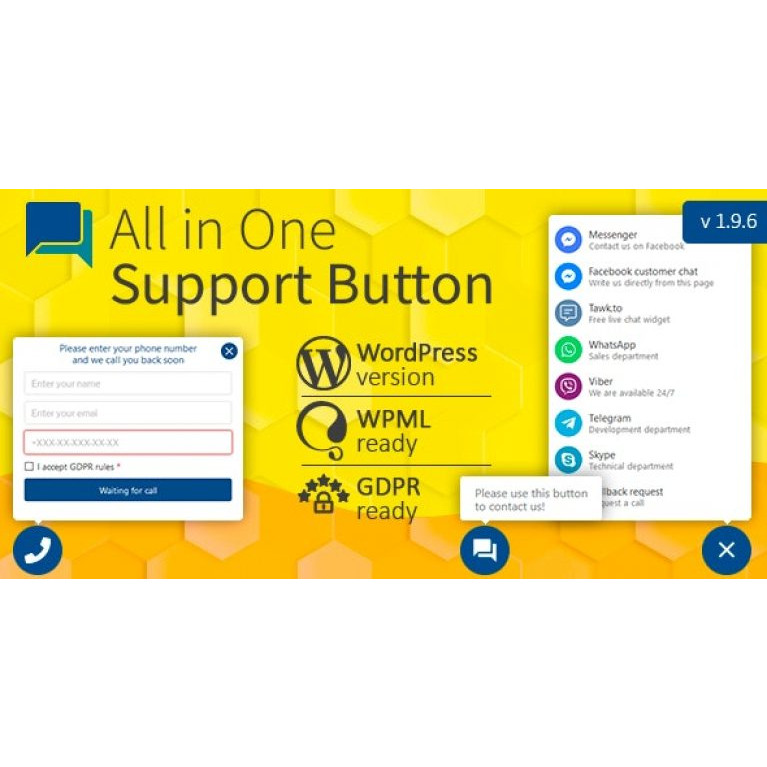 Jual All In One Support Button V2.2.7 + Callback Request. WhatsApp, Messenger, Telegram ...