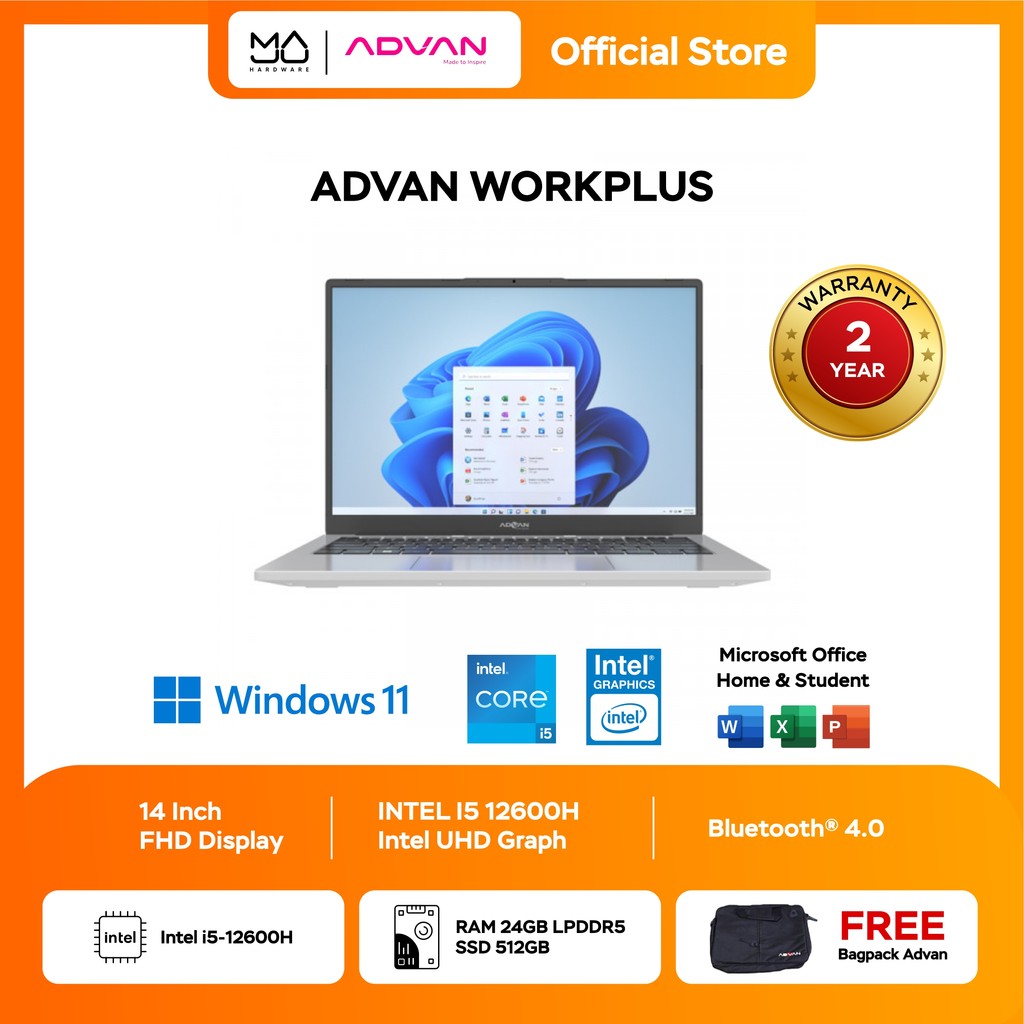Jual Laptop ADVAN Workplus Intel i5 12600H 14'' FHD IPS 24GB 512GB Win ...