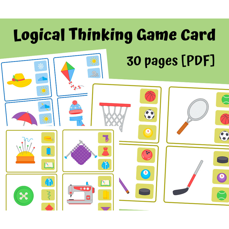 Jual Printable Logical Thinking Game Card 30 pages - Kartu Latihan ...