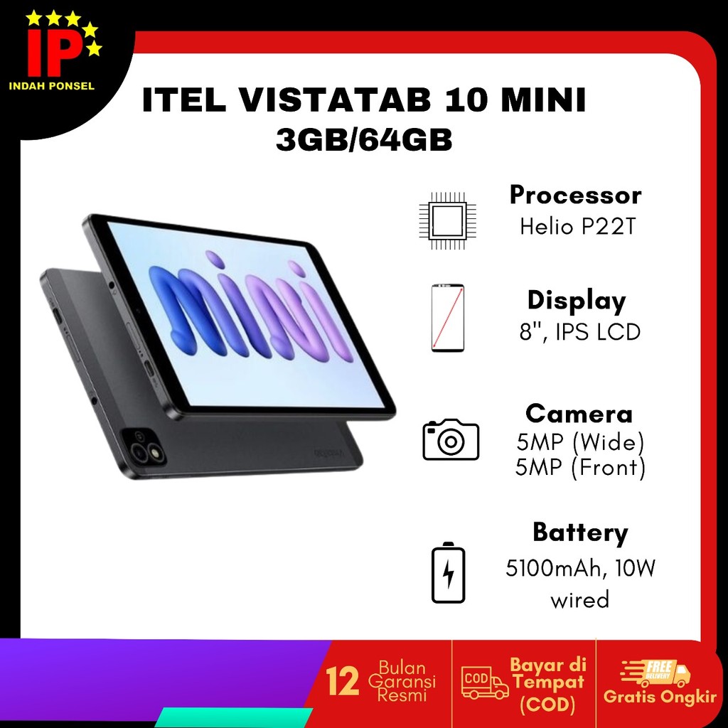 Jual ITEL VISTA TAB 10 MINI TABLET 3GB/64GB GARANSI RESMI | Shopee ...
