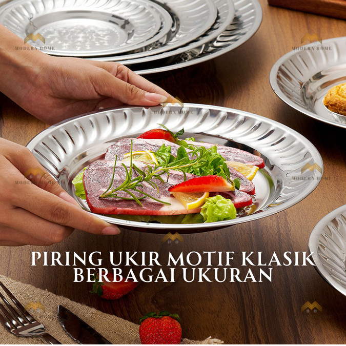 Jual Piring Ukir Motif Klasik Berbagai Ukuran Piring Stainless Steel ...
