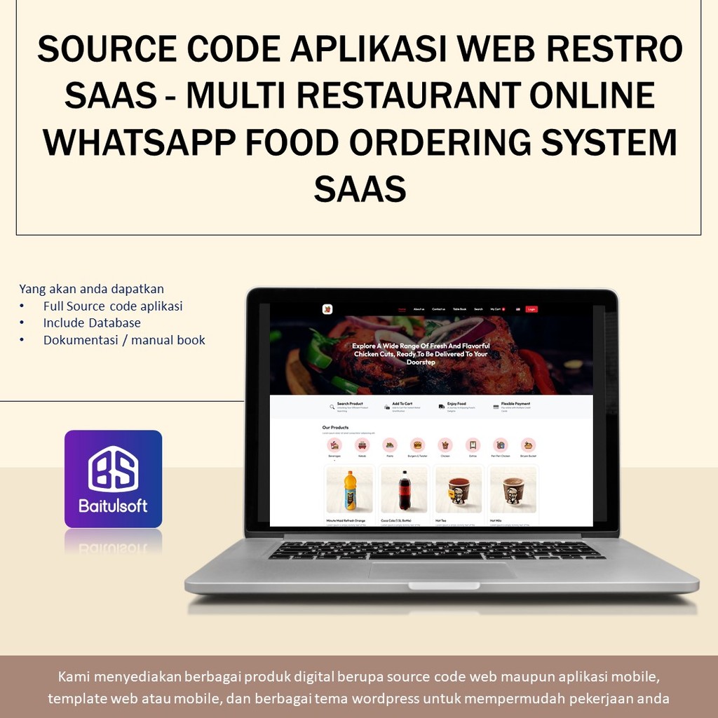 Jual SOURCE CODE APLIKASI WEB RESTRO SAAS - MULTI RESTAURANT ONLINE WHATSAPP FOOD ORDERING ...