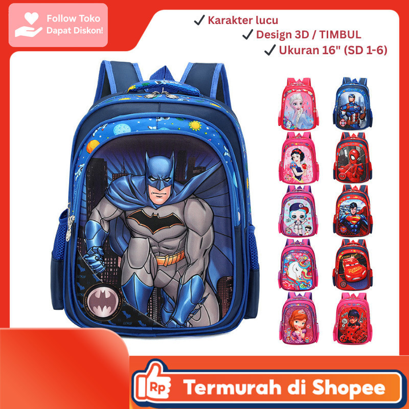 Jual Tas Anak Sekolah TK SD laki-laki dan perempuan 16 inchi 3 ruang ...
