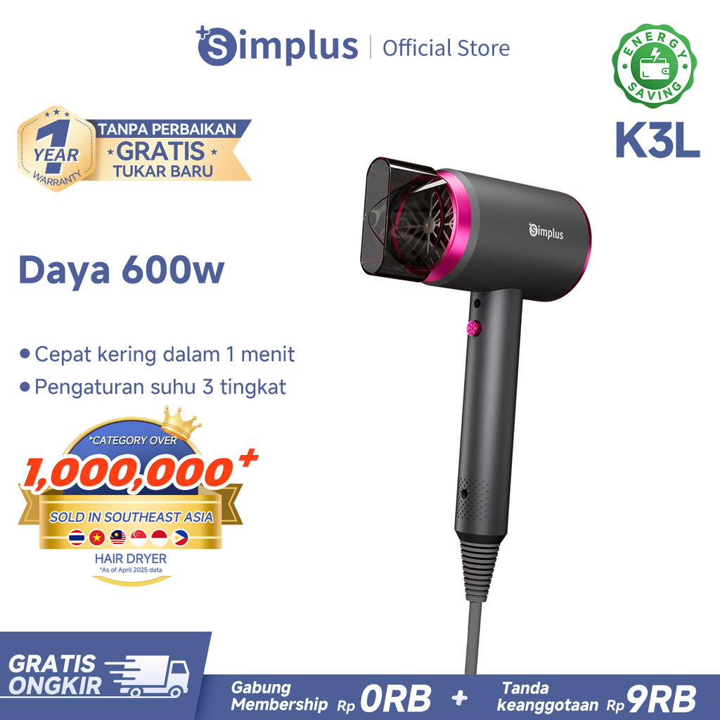 Jual Simplus Hair Dryer Low Watt 600w Pengering Rambut Portable Cepat ...