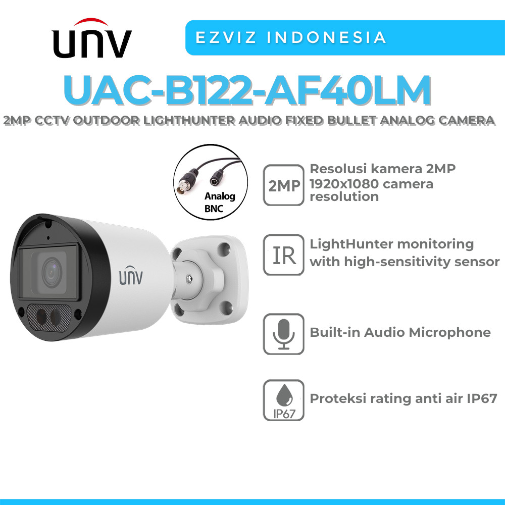 Jual UNV UAC-B122-AF40LM 2MP CCTV OUTDOOR LIGHTHUNTER AUDIO FIXED ...
