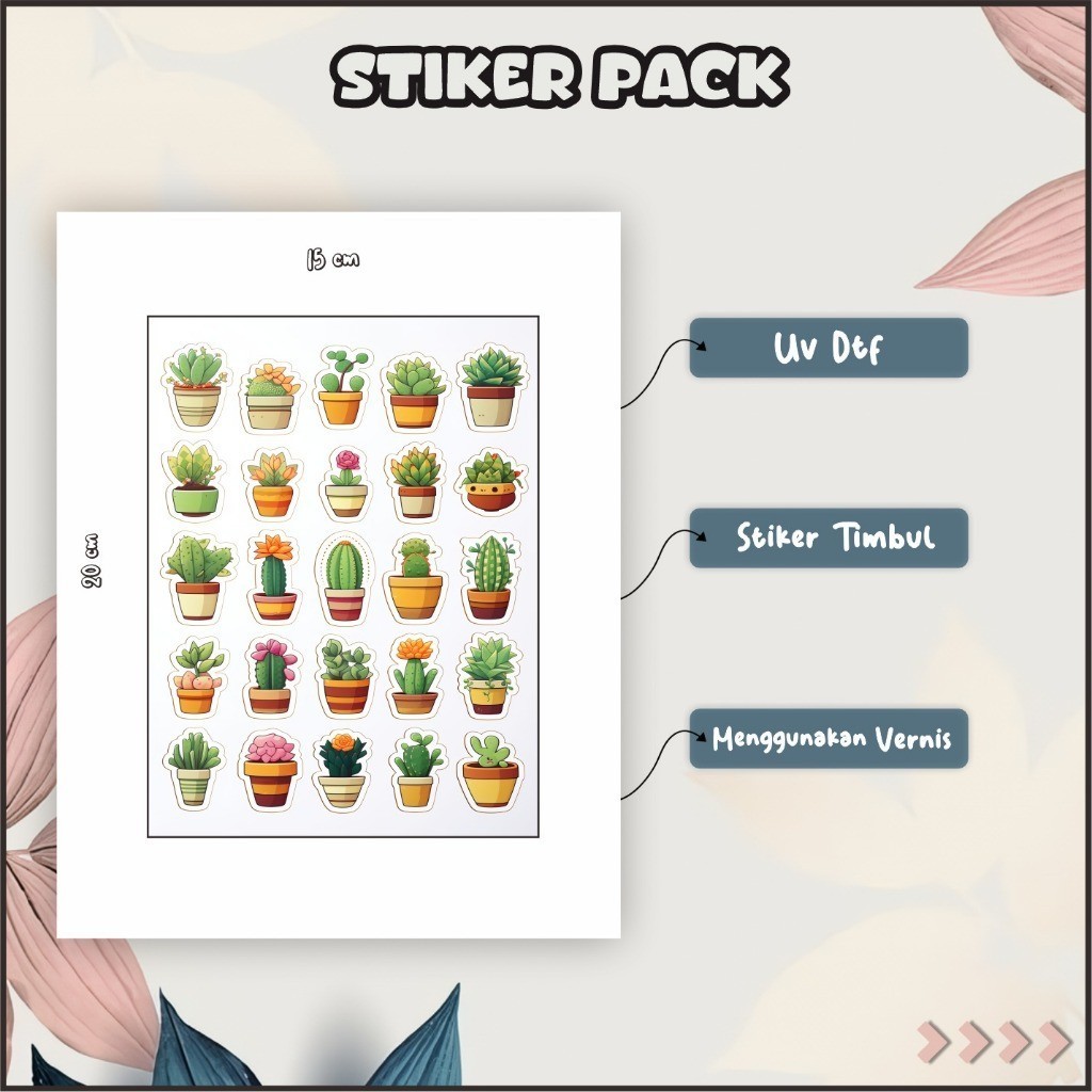 Jual Stiker Sticker Setiker Setikker Tumbler Pack UV DTF Motif Kaktus ...