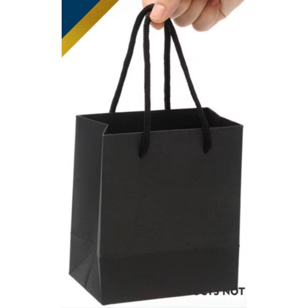 Jual PAPER BAG HITAM POLOS GOODIE BAG BLACK ELEGAN TAS KANTONG BELANJA KARTON TEBAL BAJU HAMPERS ...