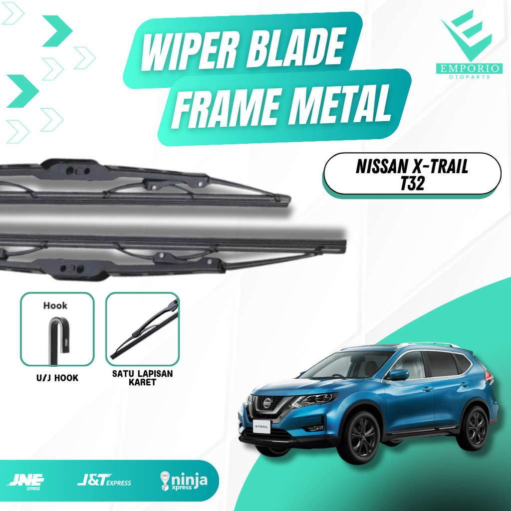 Jual Wiper Mobil Nissan X-Trail Xtrail T32 Model Frame Besi Metal ...