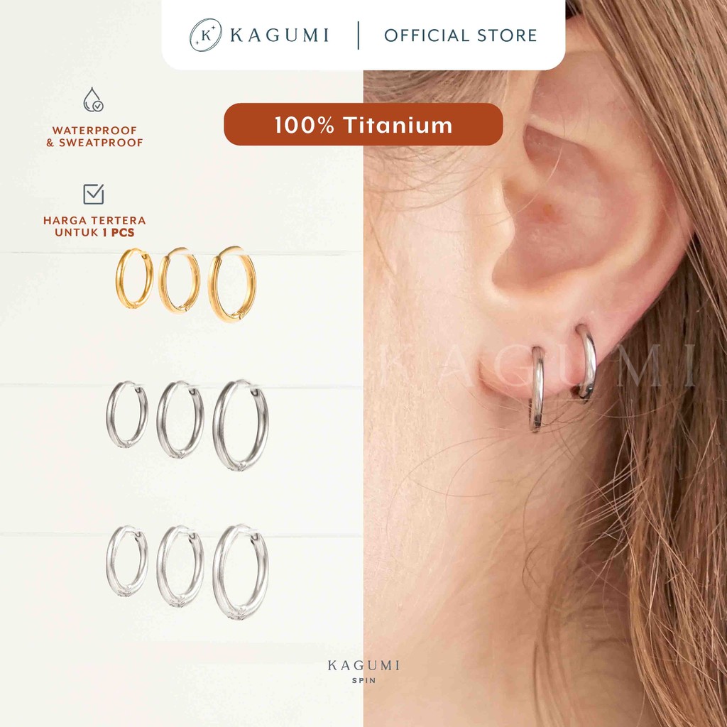 Jual [Harga 1 Pcs] KAGUMI Spin - Simple Hoop | Piercing Hoop Titanium ...