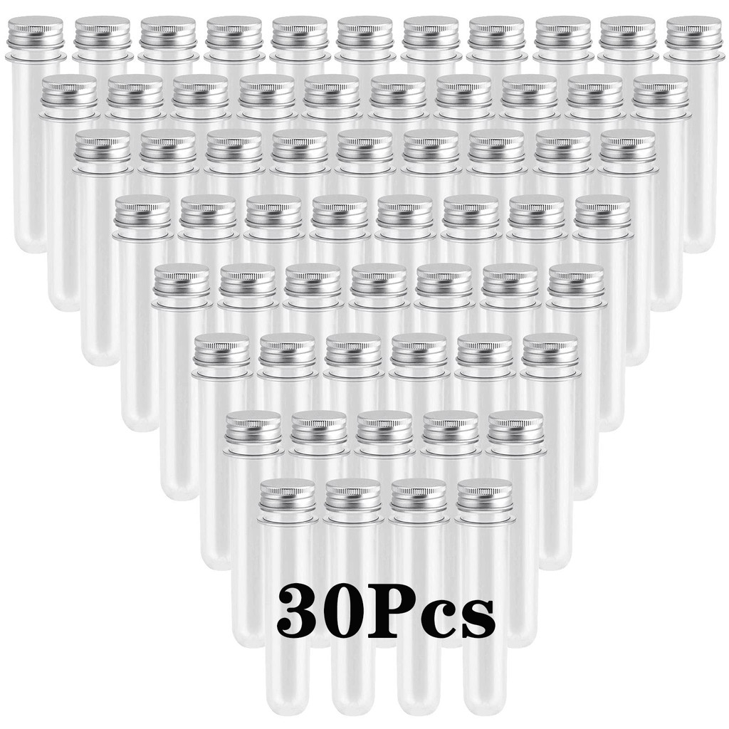 Jual 30Pcs 40ml Clear Plastic Test Tubes with Caps 140 x 25 mm Clear ...