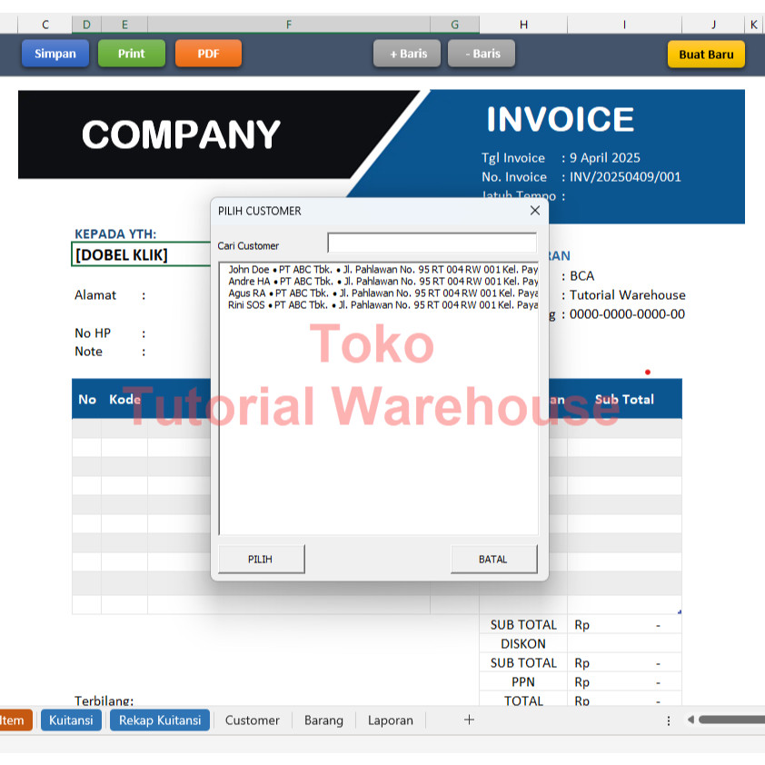 Jual Template Excel GSheets Invoice & Kuitansi Otomatis | Shopee Indonesia