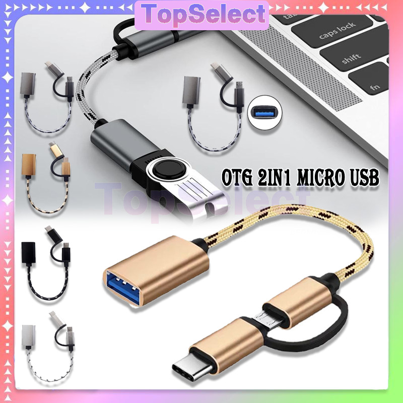 Jual Kabel OTG 2 in 1 Type C Micro / Adaptor OTG 2in1 USB Micro & Type-C / Type C Transfer Baca ...