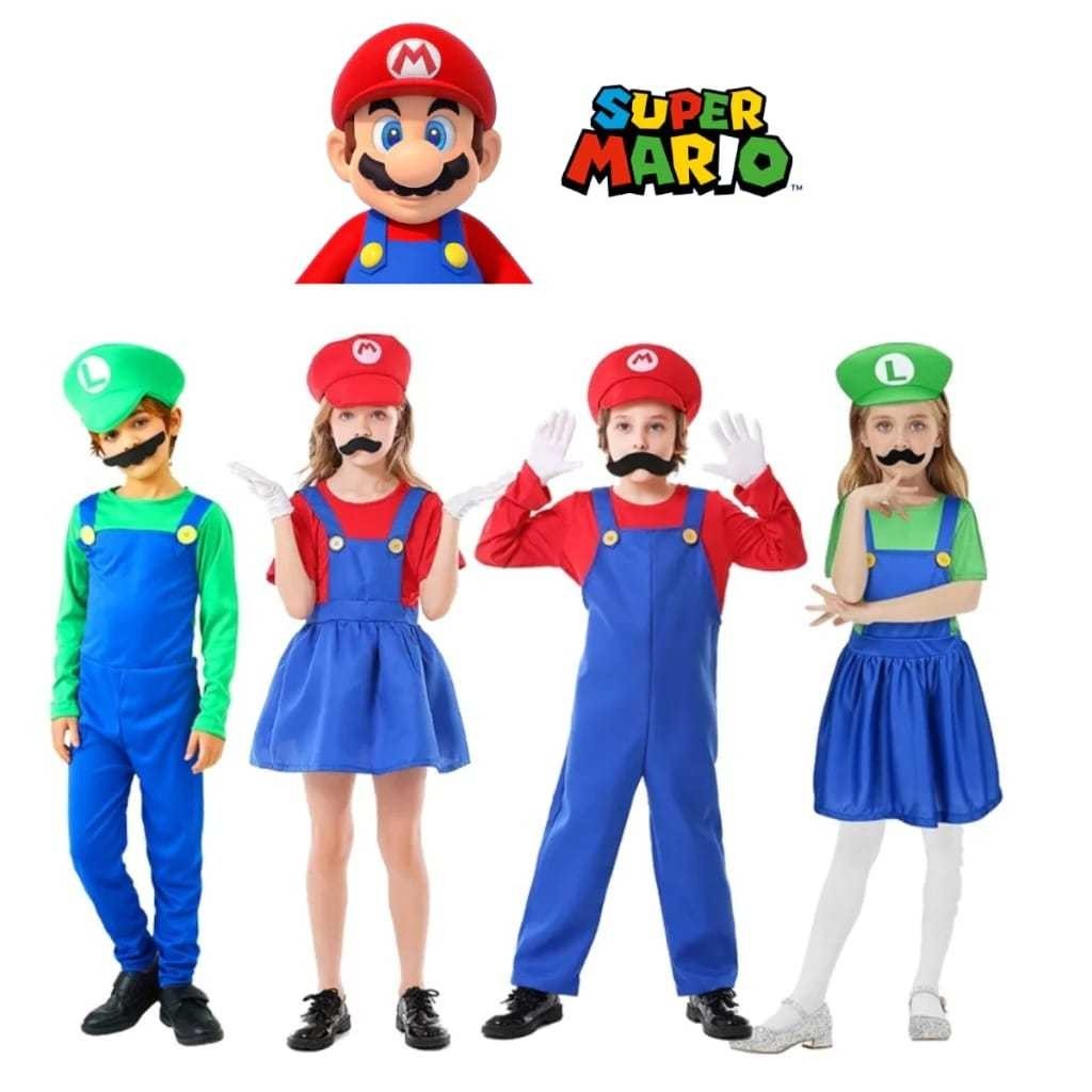 Jual Kostum Super Mario Bross Anak Cowo Cewe Costplay Costume | Shopee ...