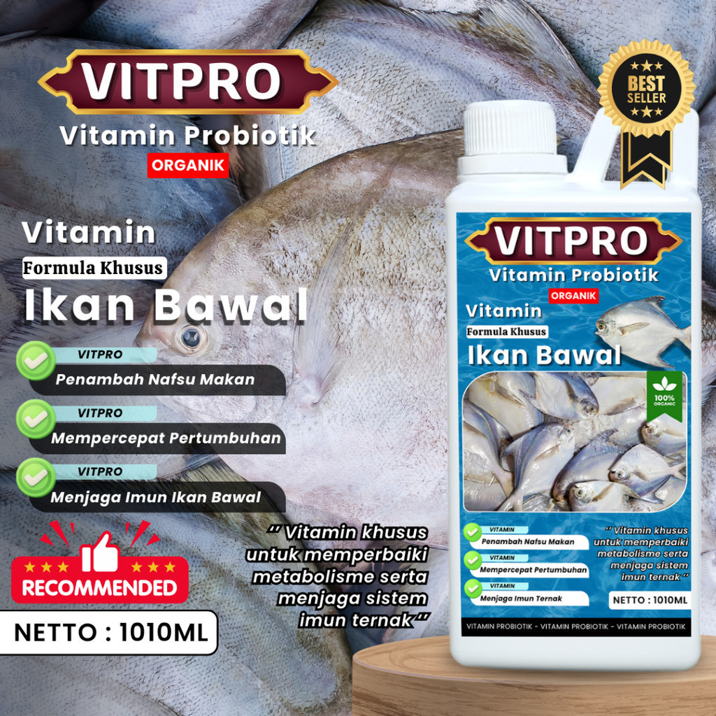 Jual VITPRO IKAN Bawal, VITAMIN Ikan Bawal Agar Cepat Besar 1010 Ml ...