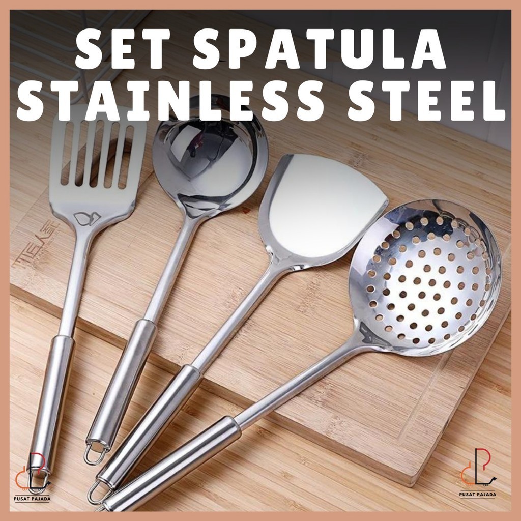 Jual Spatula Sutil Set 4 in 1 Alat Masak Lengkap Stainless Steel Anti ...