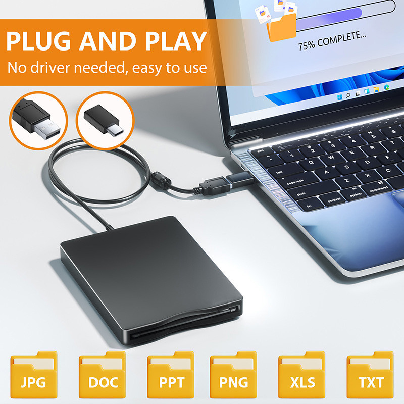 Jual Portable 3.5" Floppy Disk Reader Drive USB Type-C External 1.44 MB ...