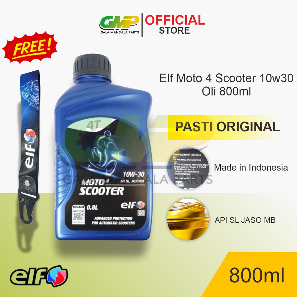 Jual Oli ELF Moto 4 Scooter 10W30 800ml Semi Syntetic Motor Universal ...