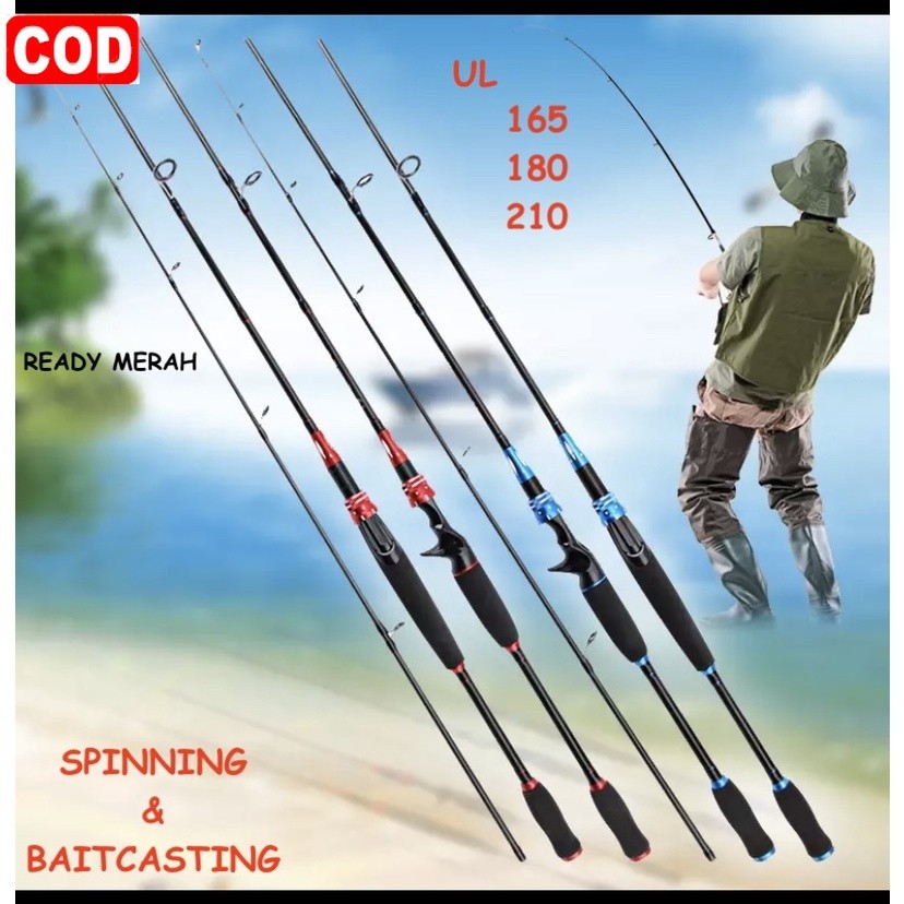 Jual JORAN UL ULTRALIGHT 1.65m 1.8m 2.1mWARNA HITAM MERAH CARBON FIBER SPINNING DAN BAITCASTING ...