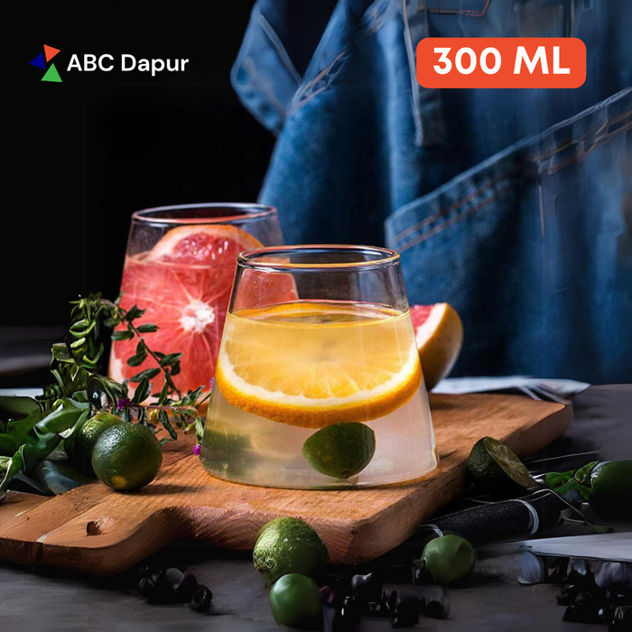 Jual Gelas Cangkir Jus Minuman Dessert Unik Borosilicate Glass 300 ml ...