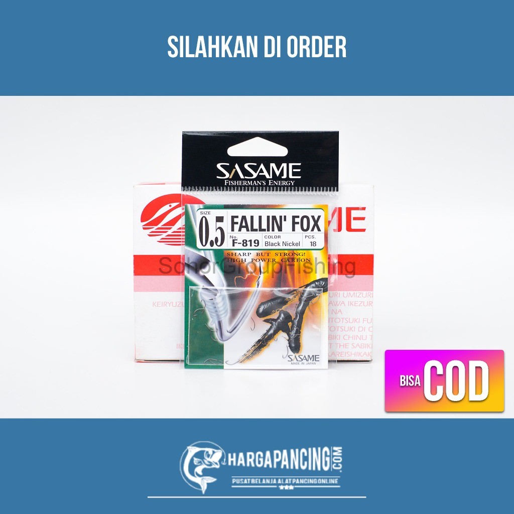 Jual Mata Kail Sasame Fallin Fox Kail Ikan Wader Warna Hitam Tanpa Lubang | Shopee Indonesia