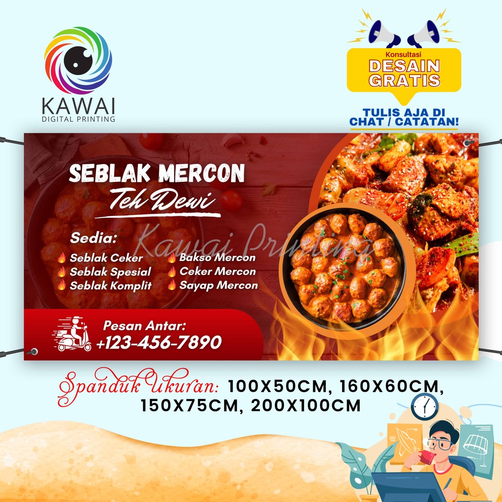 Jual SPANDUK / BANNER Seblak Mercon Merah Free Desain | Shopee Indonesia