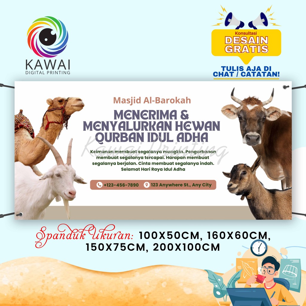 Jual SPANDUK / BANNER Menerima & Menyalurkan Hewan Qurban Free Desain ...