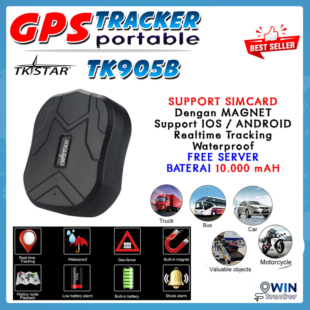 Jual GPS TRACKER PORTABLE ORIGINAL TKSTAR TK905B TK 905B MOBIL MOTOR SAPI BATERAI BESAR 10000MAH ...