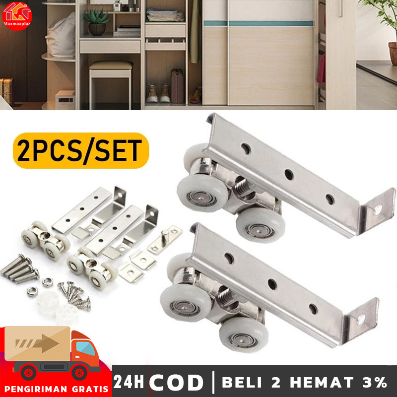 Jual 2pcs Roda Rel pintu sleding / Geser Gantung Roller Pintu Sliding - Roda Pu sliding Pintu ...