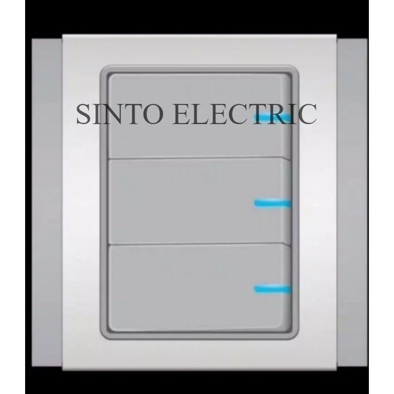 Jual BOSS Saklar 3 Gang 2 Way B3000 Grey LED Saklar Triple Hotel 2 Arah ...