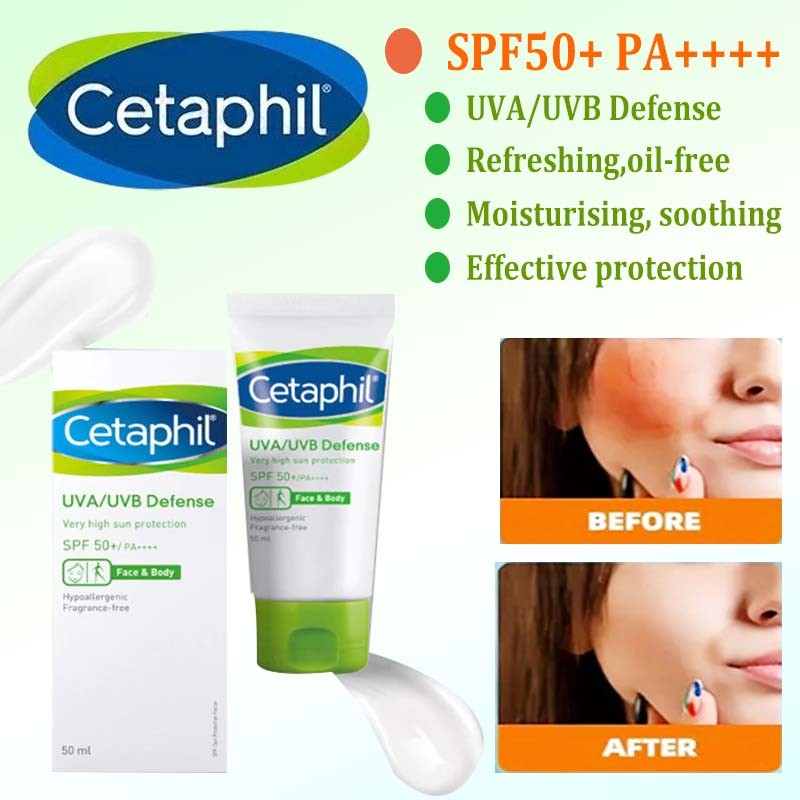 Jual Cetaphil Sunscreen SPF 50+ PA++++ UVA/UVB Defense Ultra Hydrating Lotion Sunscreen Tahan ...
