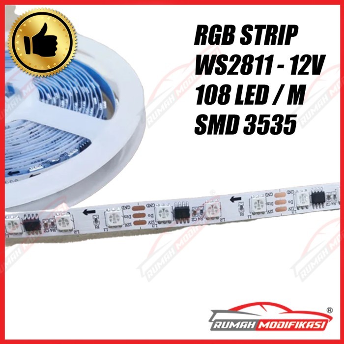 Jual RGB LED STRIP - RGB - WS2811 - 12V - SMD 3535 - 108 LED - 8 MM ...