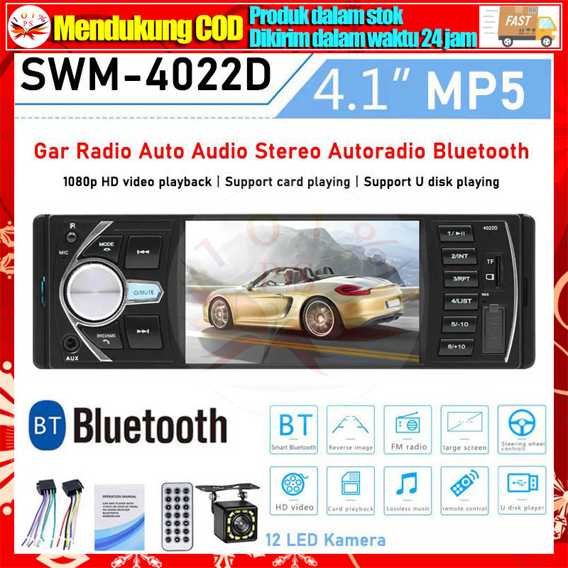 Jual Tape Audio Mobil MP5 MP3 Multifunsi Bluetooth LCD Single Din 4022D ...