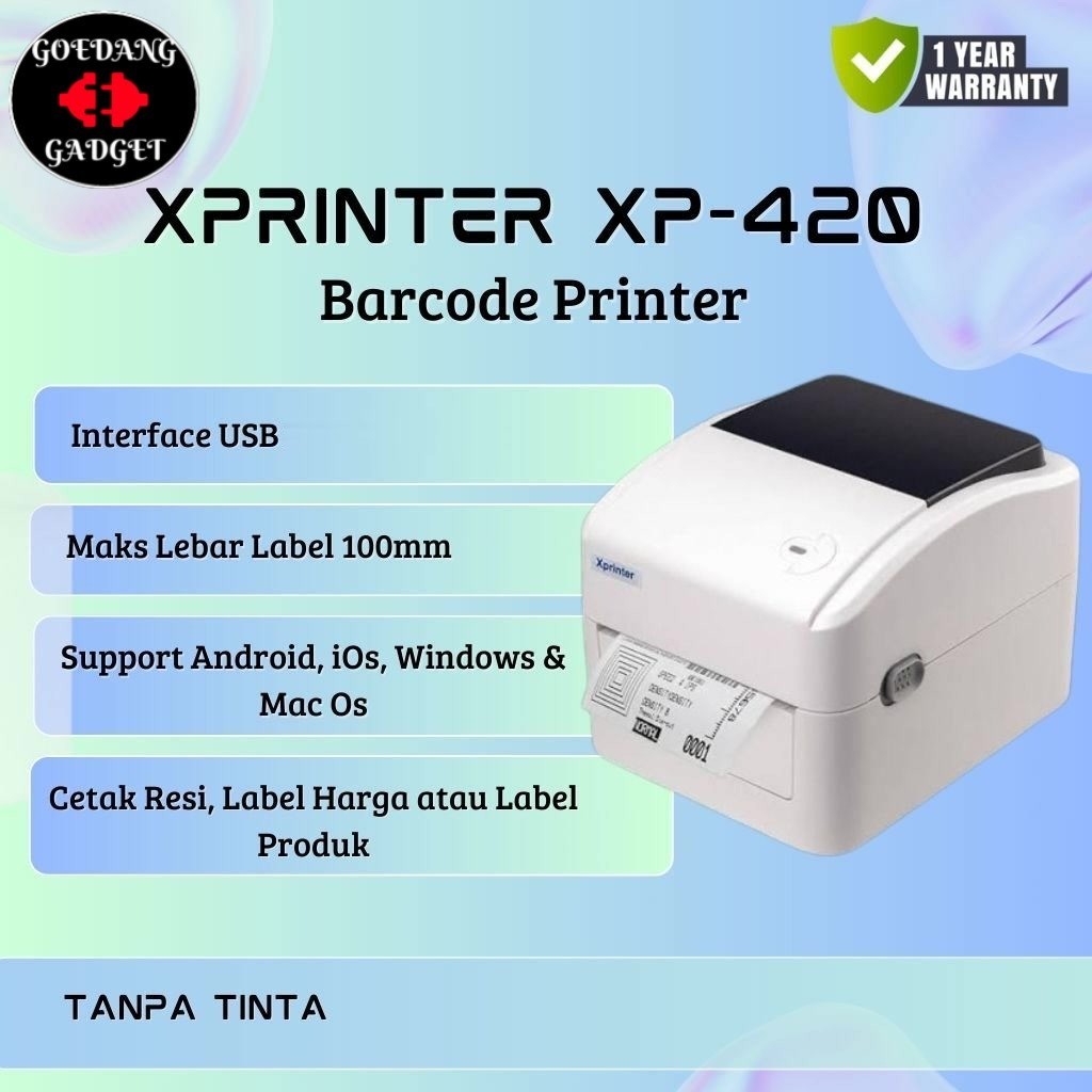 Jual *USB ONLY* XP420B PRINTER BARCODE XPRINTER CETAK RESI MARKETPLACE LABEL RESI UKURAN A6 ...