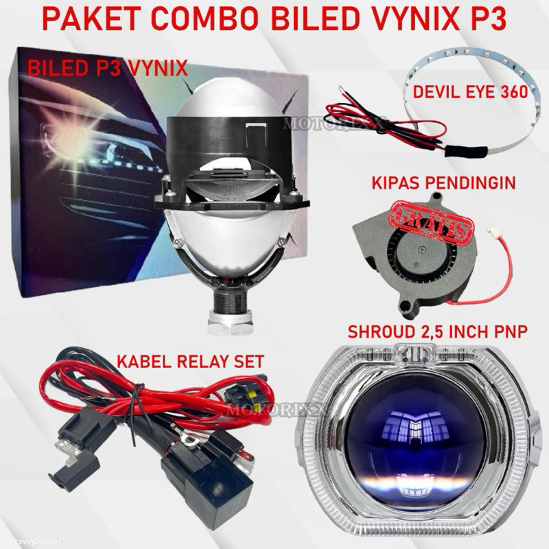 Jual PROJIE BILED MOTOR MOBIL VINYX P3 BILED PROJECTOR 2,5 inch P3 40 ...