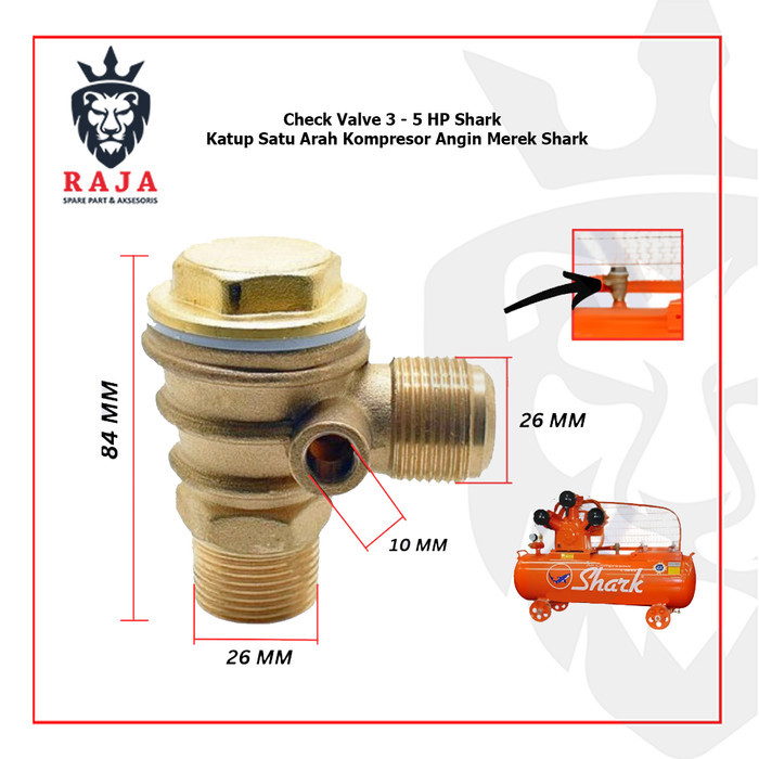 Jual Check Valve 3 - 5 HP Shark Klep Tangki Katup Satu Arah Kompresor ...