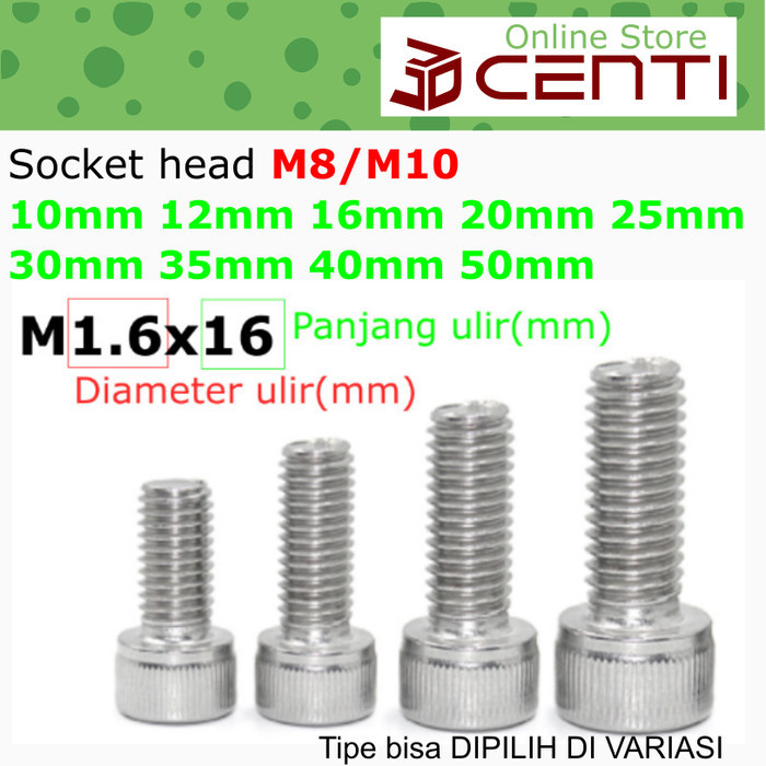 Jual Baut L Head Socket Screw Hexagon M8 M10 8mm 10mm stainless 12mm ...