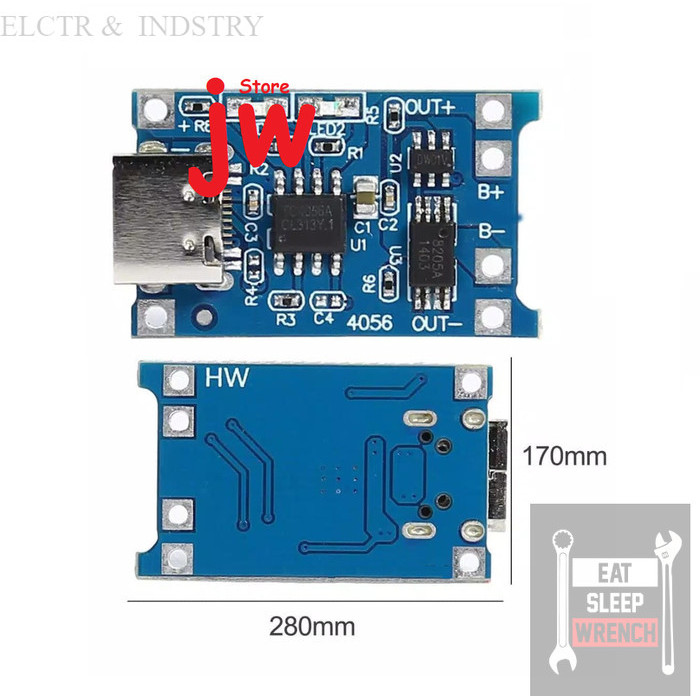Jual TP4056 Protect Charger Baterai Li-Ion 18650 5V USB Tipe C Micro ...