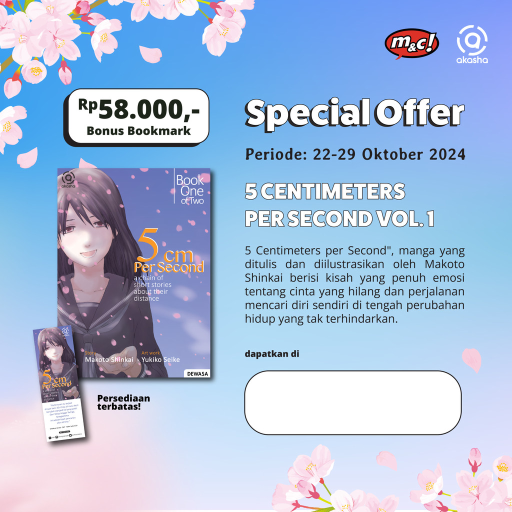 Jual 5 CENTIMETERS PER SECOND VOL.1 oleh MAKOTO SHINKAI [KOMIK FIKSI] | Shopee Indonesia