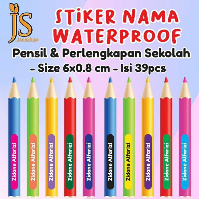 Jual Sticker Nama Anti Air Sticker Pensil Alat Tulis Kantor / Sticker ...
