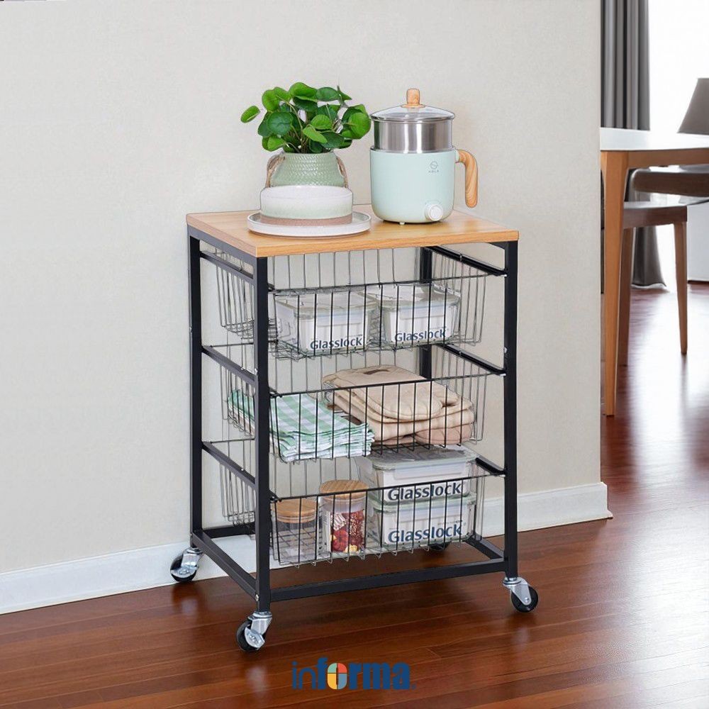 Jual Informa Huxly Troli Dapur 3 Tingkat - Hitam Tempat Penyimpanan ...