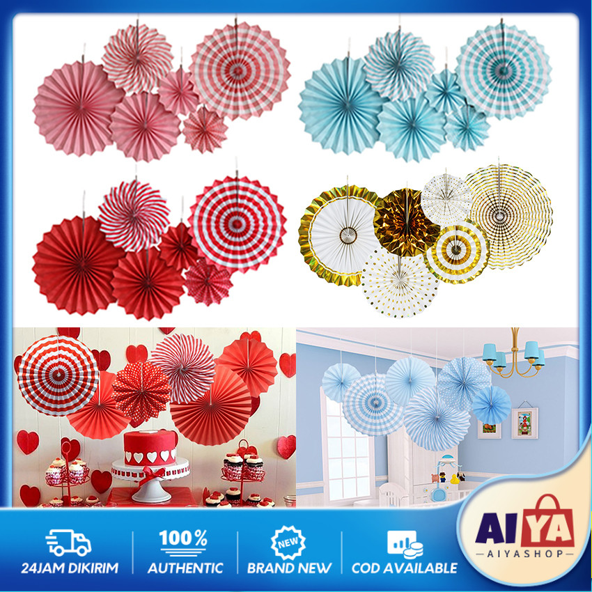 Jual Paper Fan Dekorasi Natal Pesta Ulang Tahun Valentine Hut Ri Merah ...
