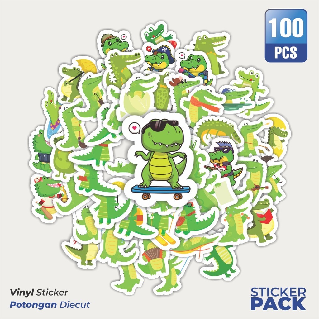 Jual 100 PCS STIKER Hewan Buaya Waterproof Aesthetic- Untuk Laptop ...