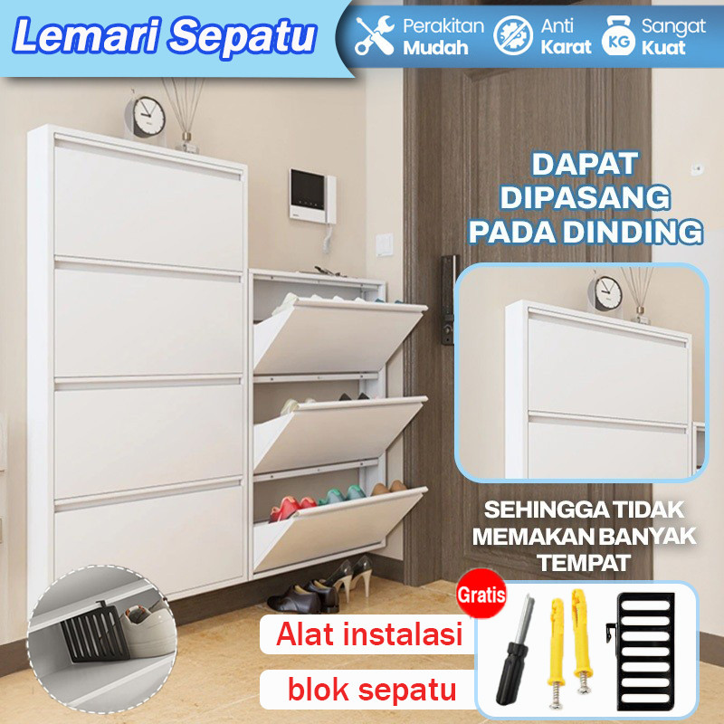 Jual Rak Sepatu Susun Besi Tertutup 2 - 4 Layer Kuat Tebal Lemari ...