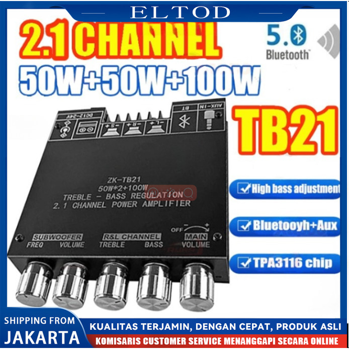 Jual ZK-TB21 ZK-MT21 ZK-502MT TPA3116D2 Bluetooth 5.0 Penguat Subwoofer Papan 50WX2 + 100W 2.1 ...