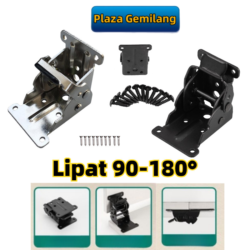 Jual Engsel kaki meja lipat bracket siku pencet tekan 90 180derajat ...
