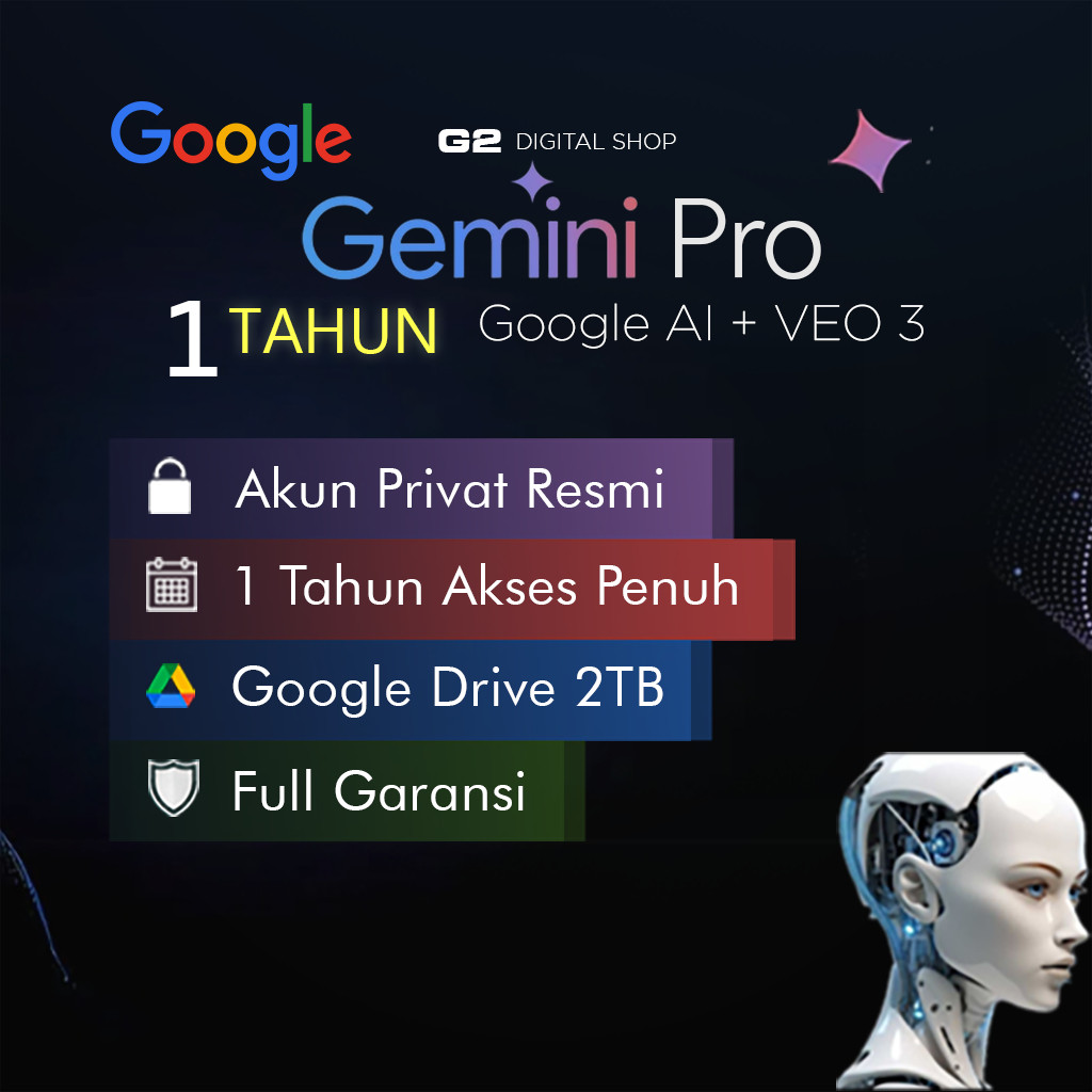 Jual Google AI Gemini Pro VEO 3 | 1 Tahun Resmi Akun Privat + Google Drive 2TB Full Garansi ...