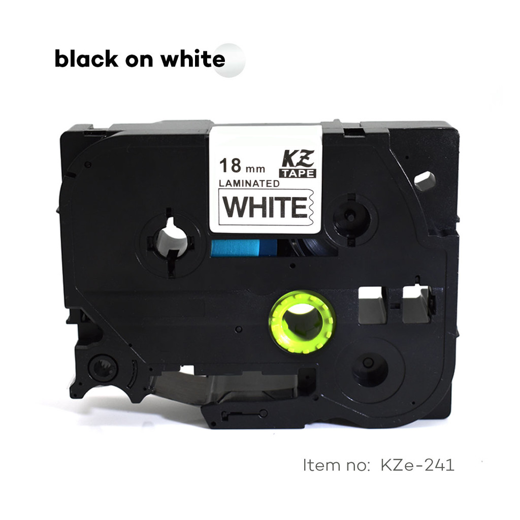 Jual 18mm Tze241 Black on white Laminated Label Tape Cassette Cartridge ...